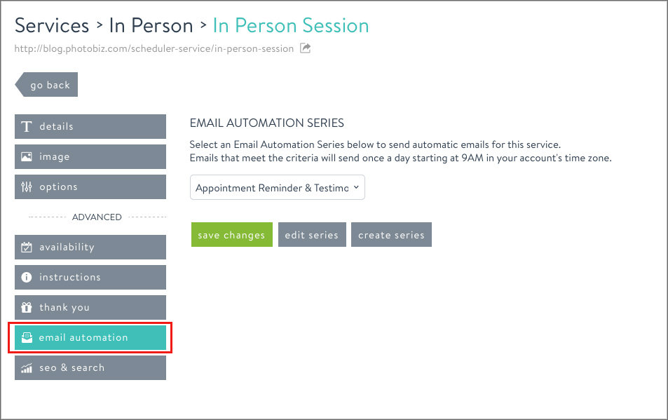 Setting Up Email Automation for the Scheduler - PhotoBiz Knowledge Base