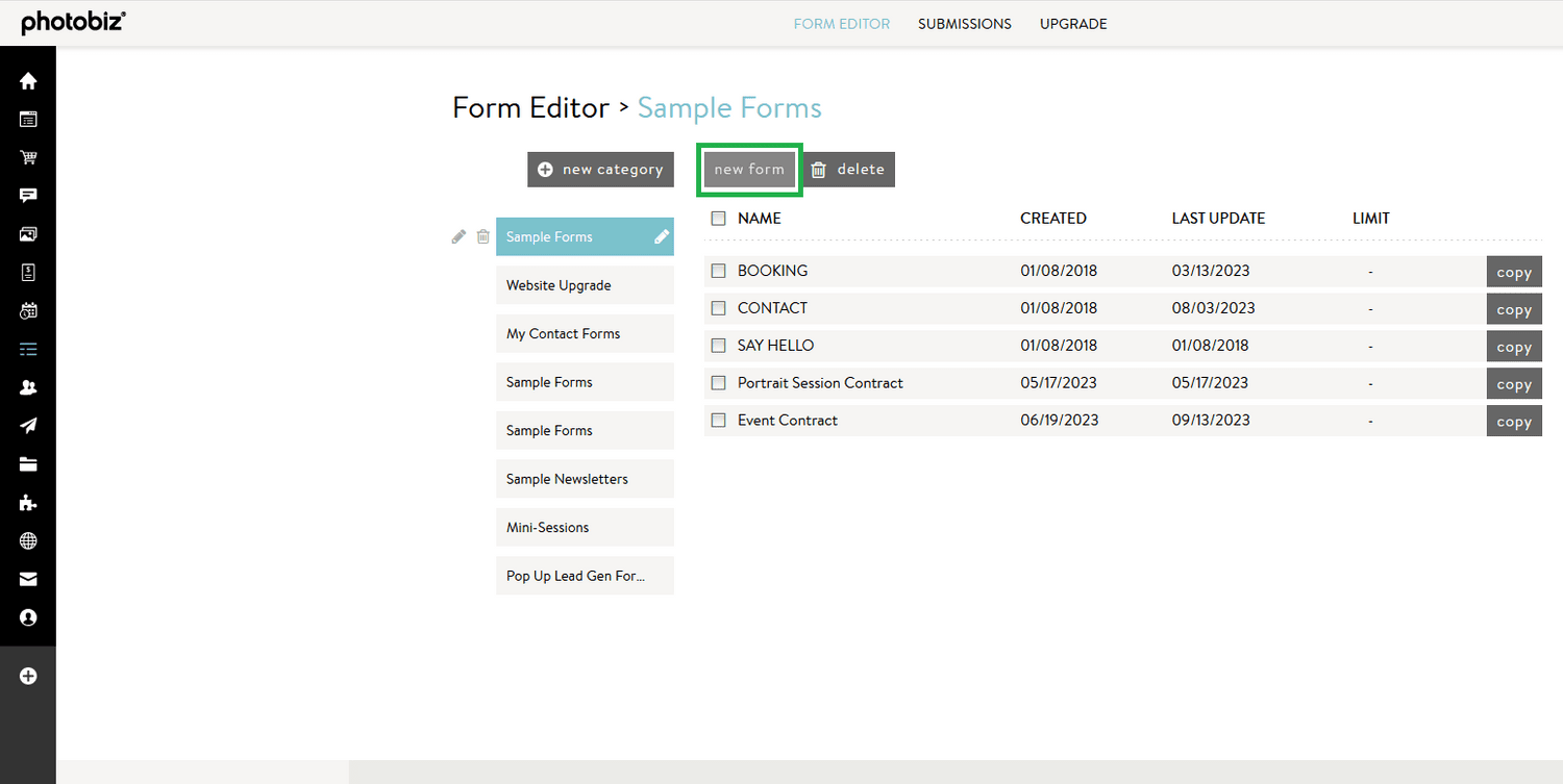 How can I set up a mini-session sign up in the Form Builder? - PhotoBiz ...