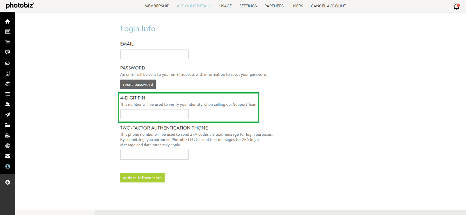 How To Update My PIN Number - PhotoBiz Knowledge Base
