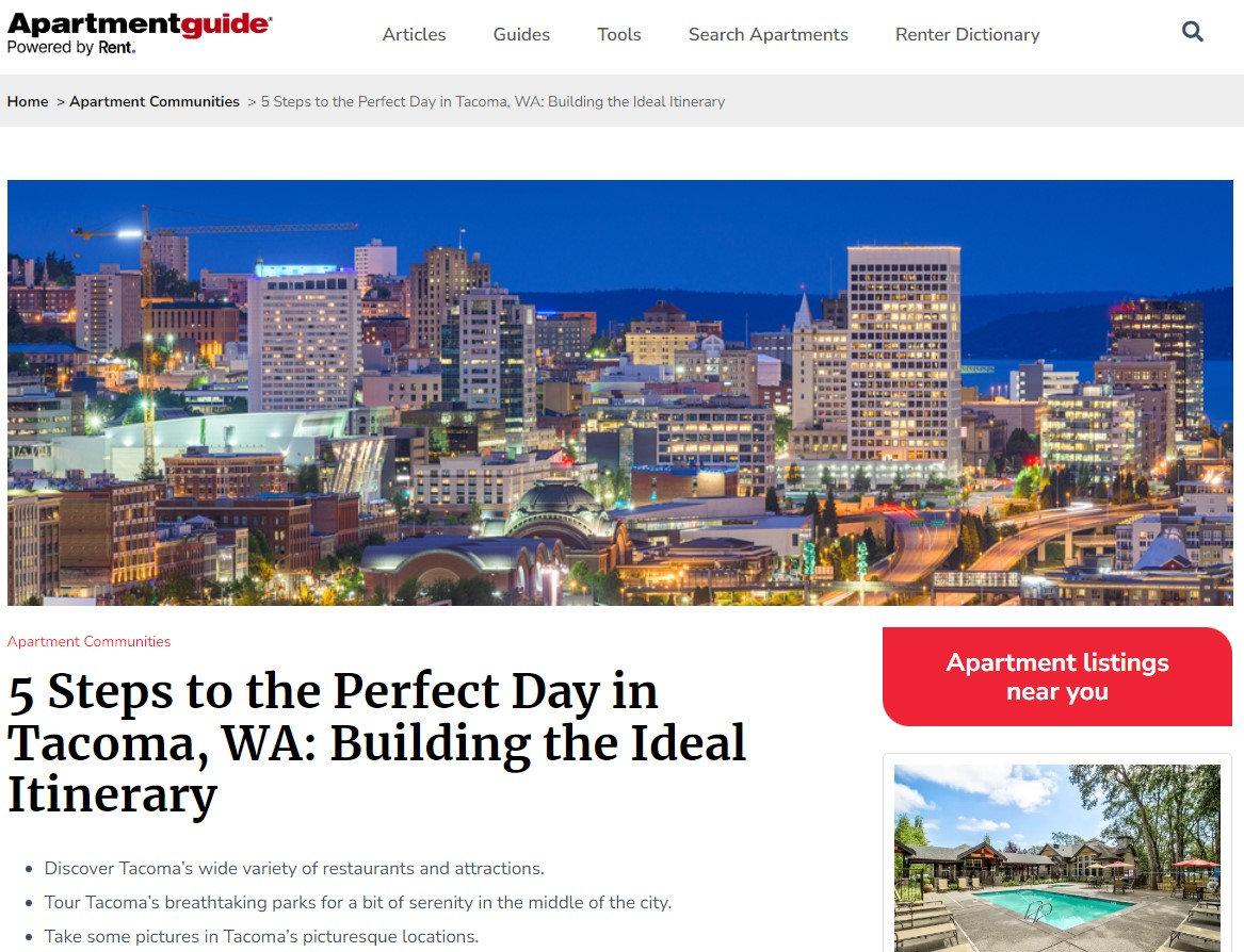 Redfin Apartment Guide - 5 Steps to the Perfect Day in Tacoma ...
